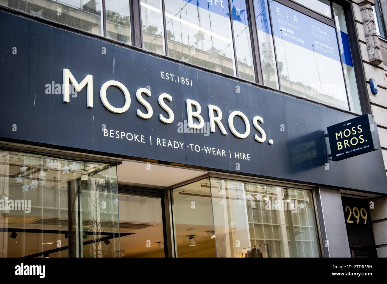 LONDON- DECEMBER 14, 2023: Moss Bros shop on Oxford Street, landmark ...