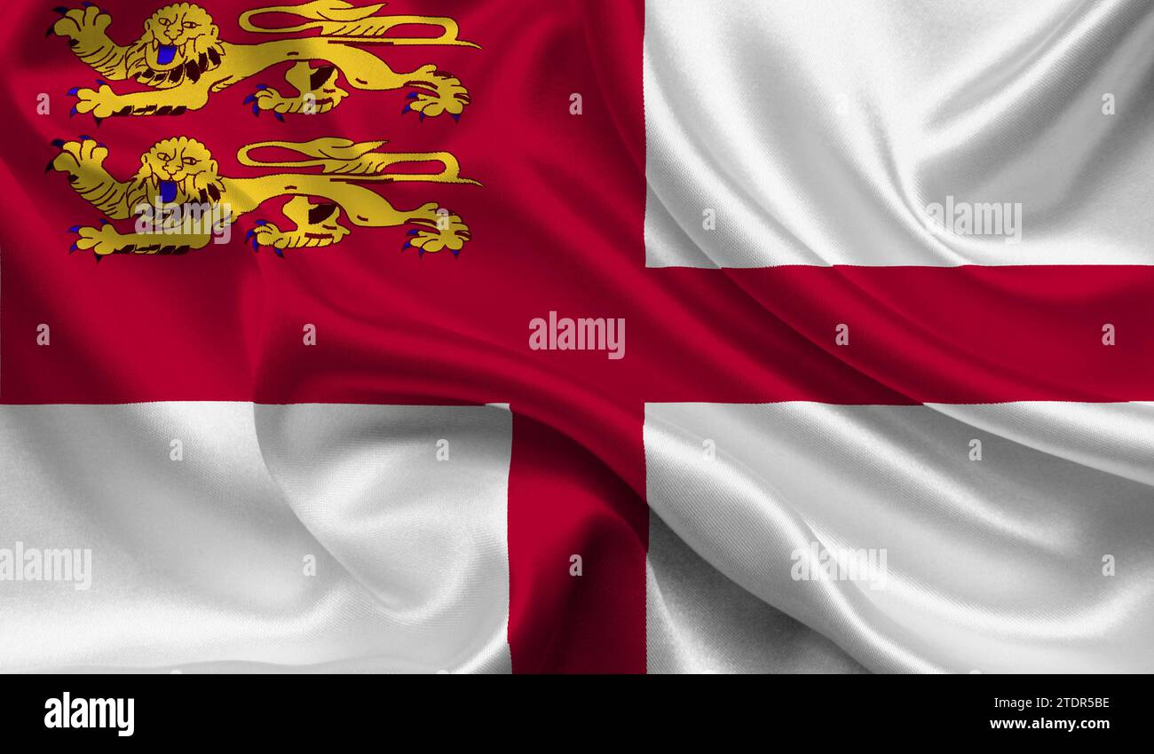 High detailed flag of Sark. National Sark flag. 3D illustration Stock ...