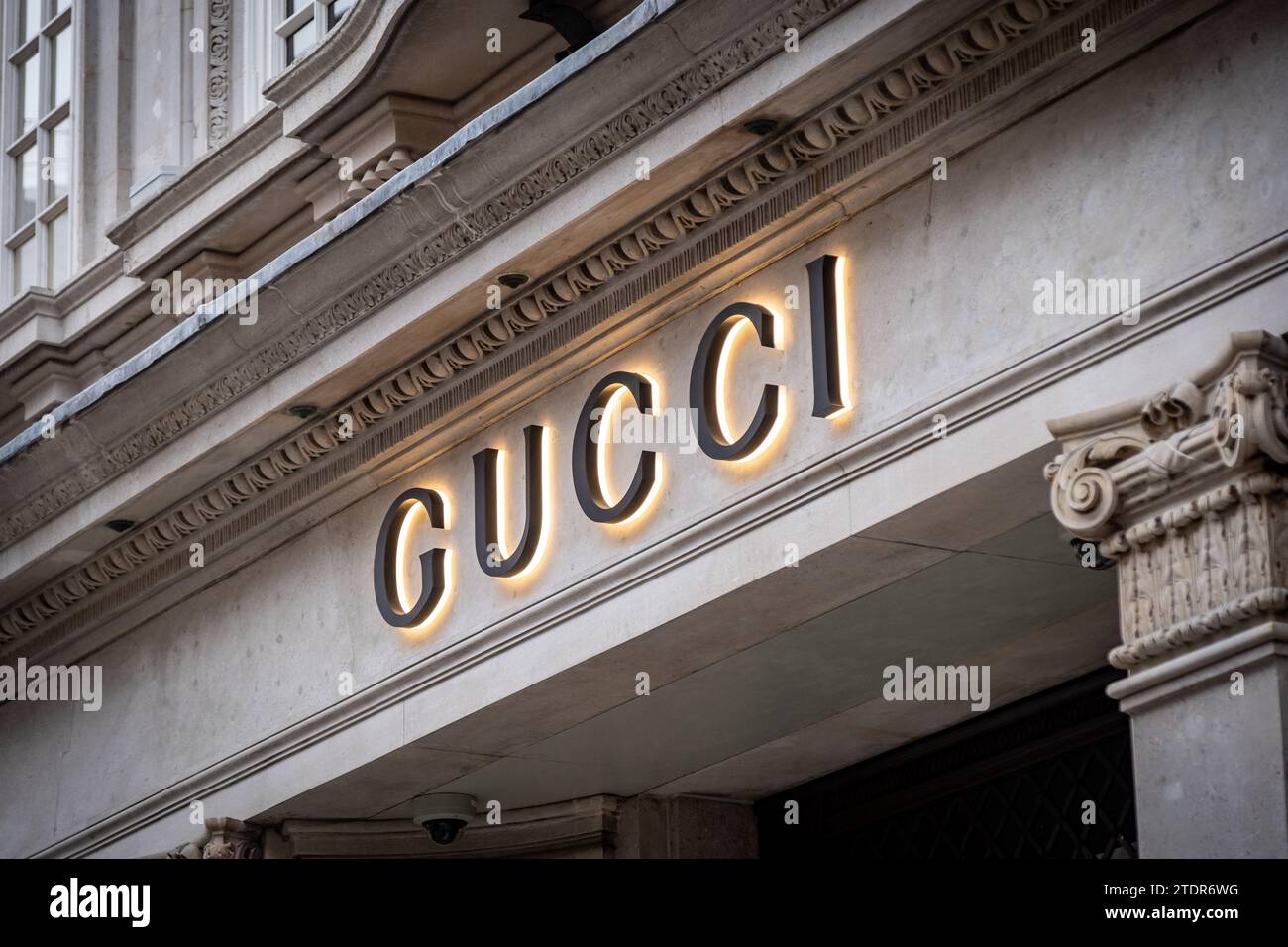 LONDON- DECEMBER 14, 2023: Gucci on Bond Street. Flagship store for ...