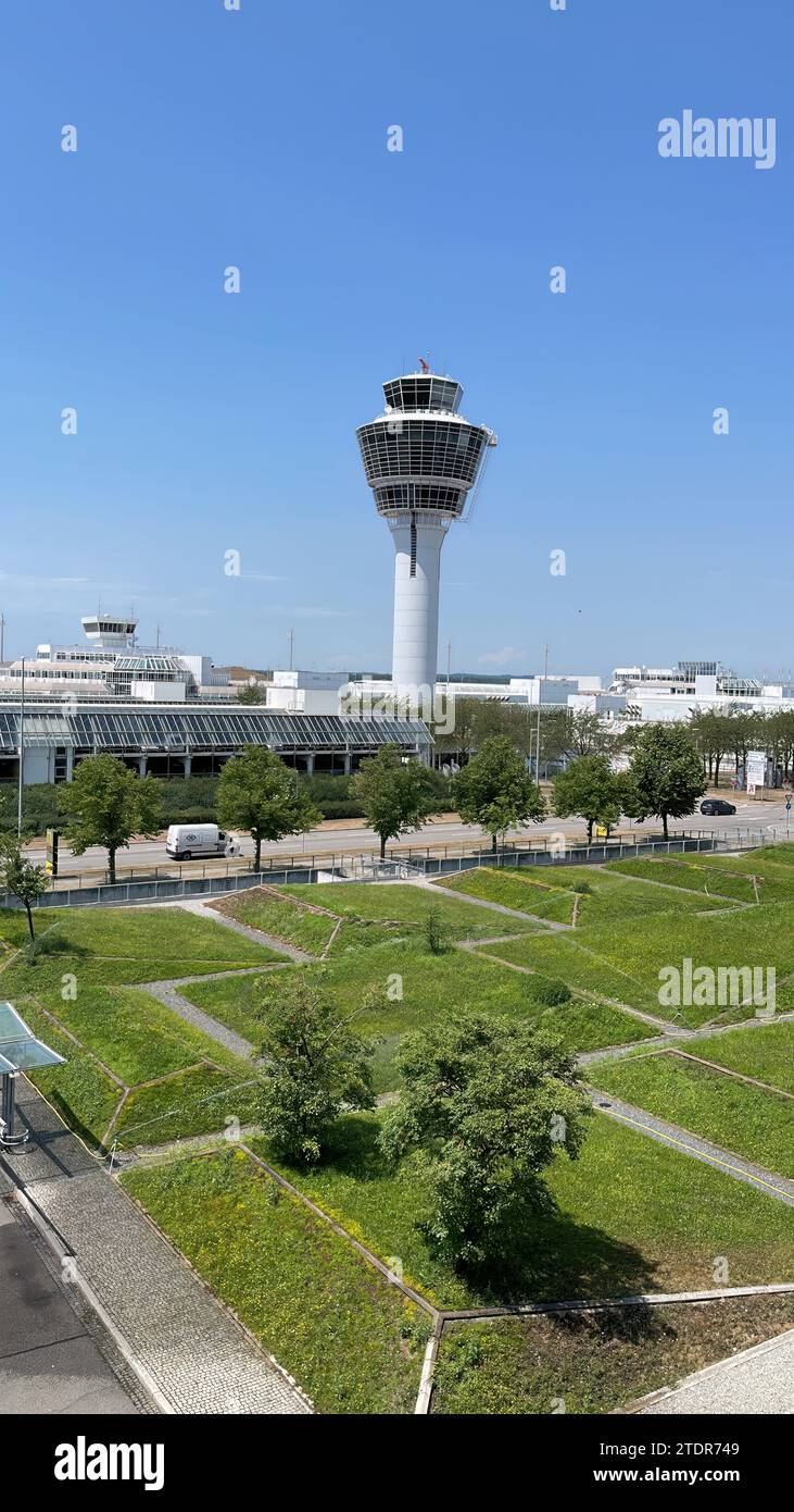Airport control tower overseeing operations on a clear day Stock Photo ...