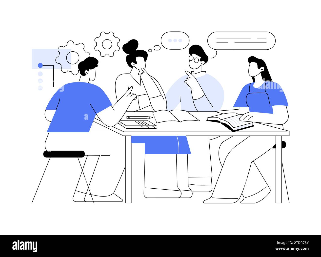 College students teamwork brainstorming Stock Vector Images - Alamy