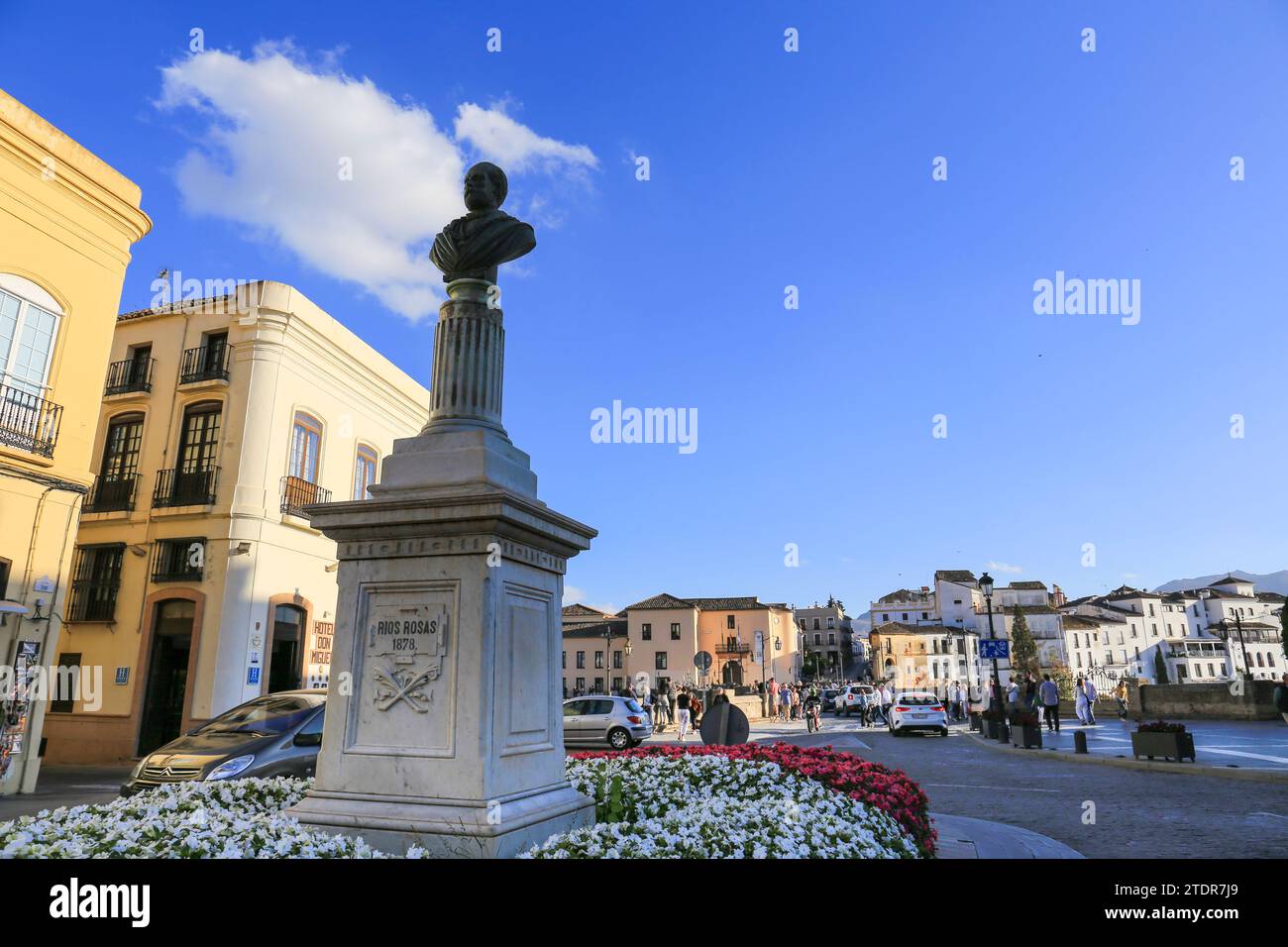 Ronda, Malaga, Spain- October 21, 2023: Antonio de los Rios statue at ...