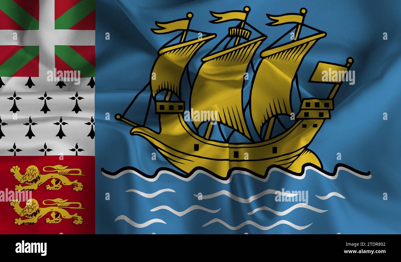 High detailed flag of Saint Pierre and Miquelon. National Saint Pierre ...