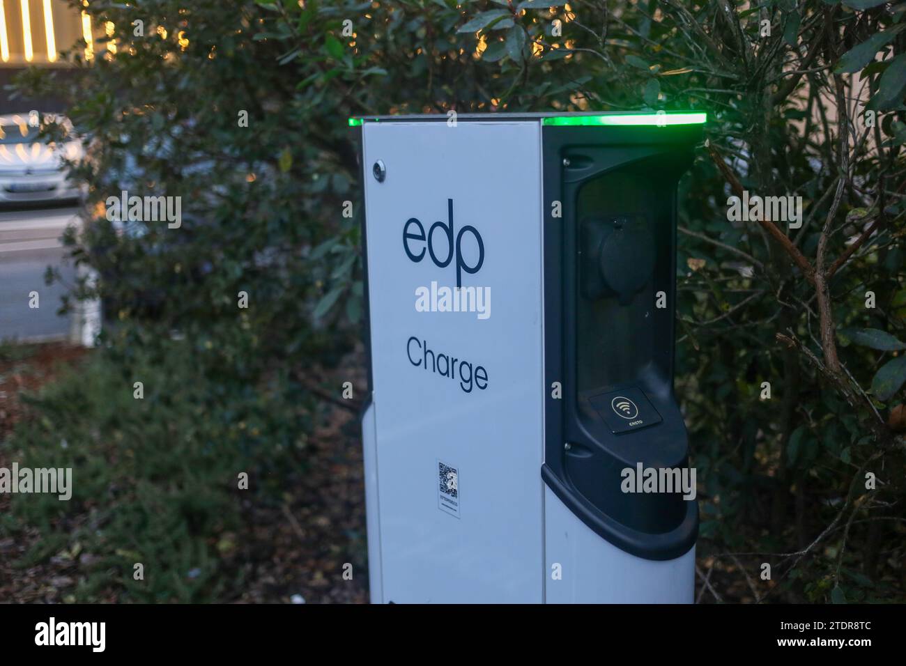 Paredes, Spain, December 19, 2023: A charging point for electric cars ...
