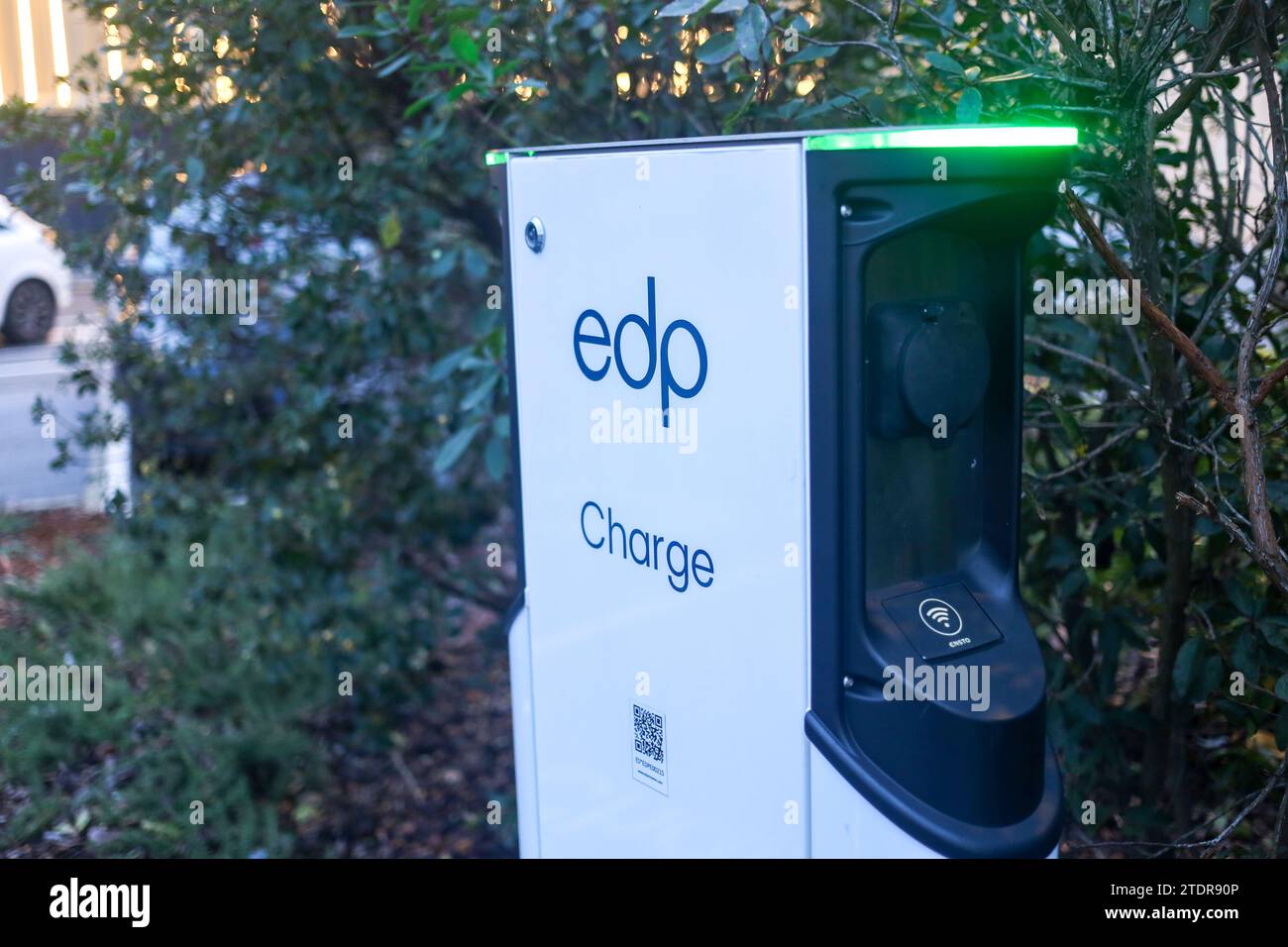Paredes, Spain, December 19, 2023: A charging point for electric cars ...