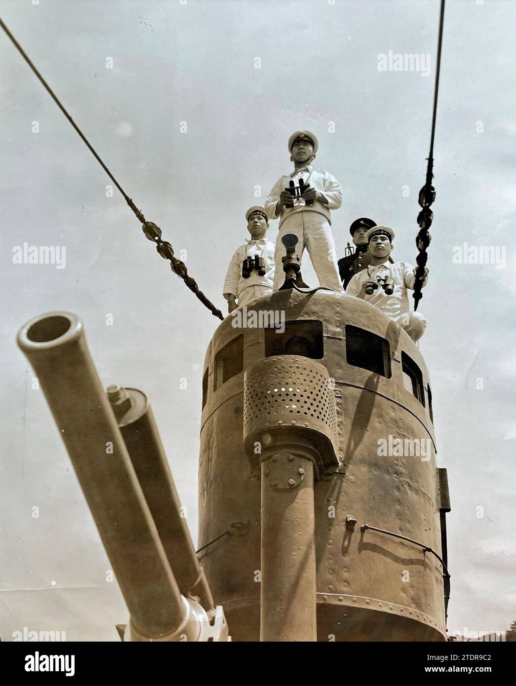 JAPANESE NAVAL RECRUITS practising reconnaissance observation on a ...