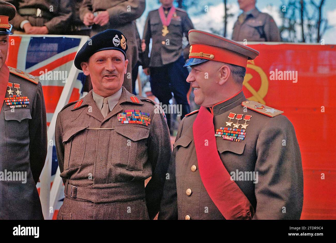 FIELD MARSHAL BERNARD MONTGOMERY at left with Red Army Commander Georgy ...