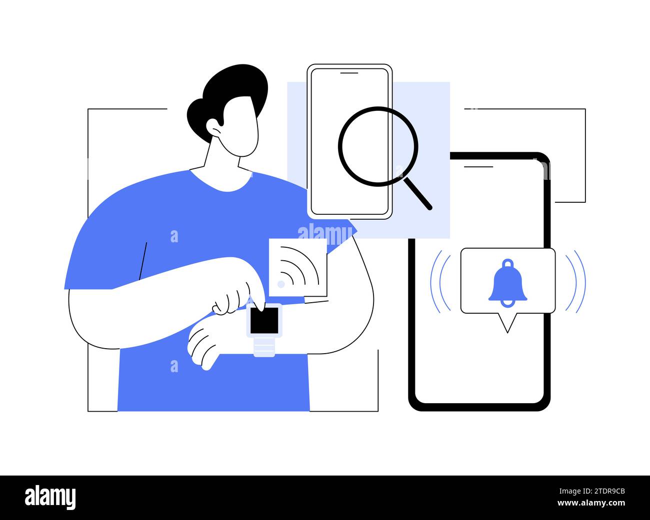 Find phone feature isolated cartoon vector illustrations Stock Vector ...