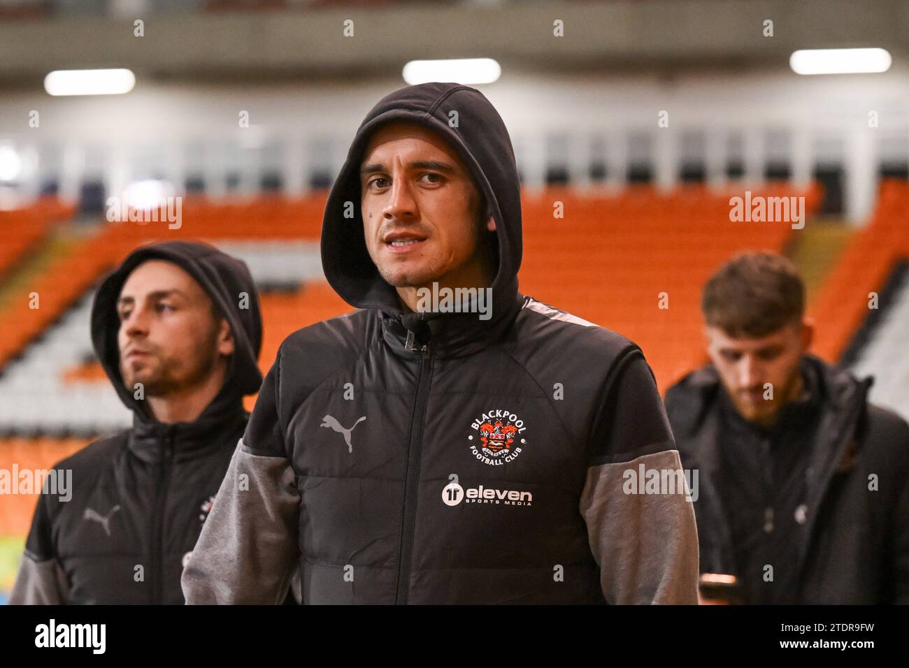 Oliver Norburn #6 of Blackpool arrives ahead of the Emirates FA Cup ...