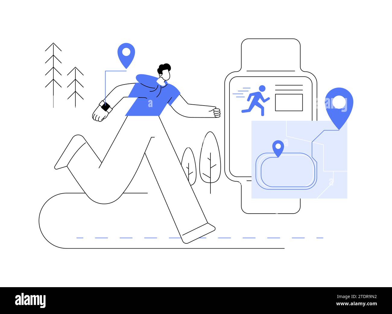 Smartwatch as a fitness tracker isolated cartoon vector illustrations ...