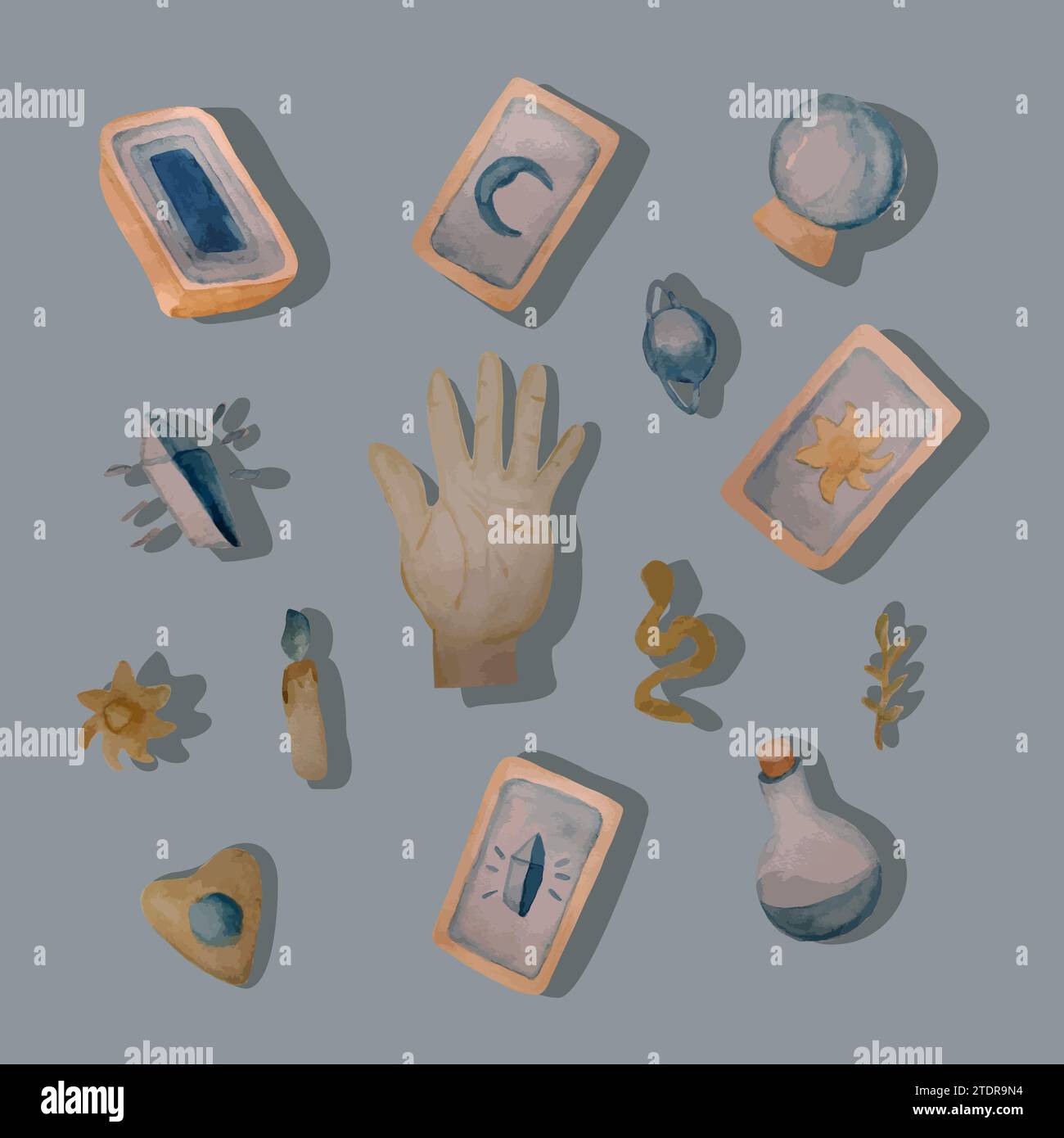 Vector isolated illustration of tarot card layout. Divination on cards ...