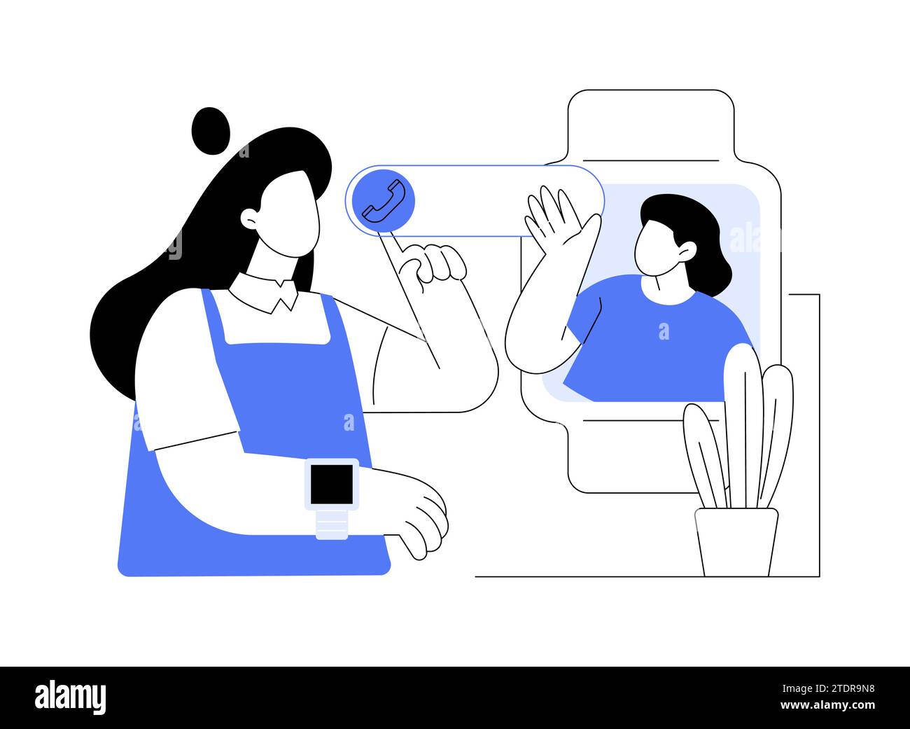 Receive calls with smartwatch isolated cartoon vector illustrations ...