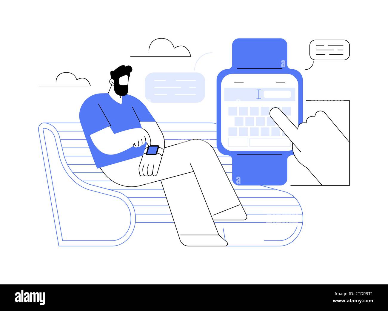 Reply to messages with smartwatch isolated cartoon vector illustrations ...