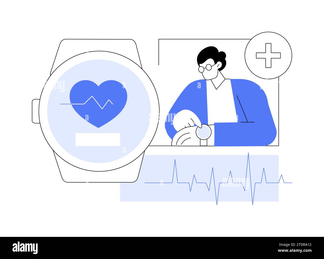 Smartwatch heart rate monitoring isolated cartoon vector illustrations ...