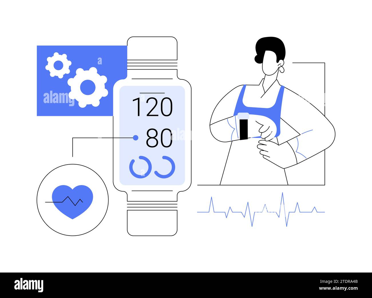 Smartwatch blood pressure monitoring isolated cartoon vector ...