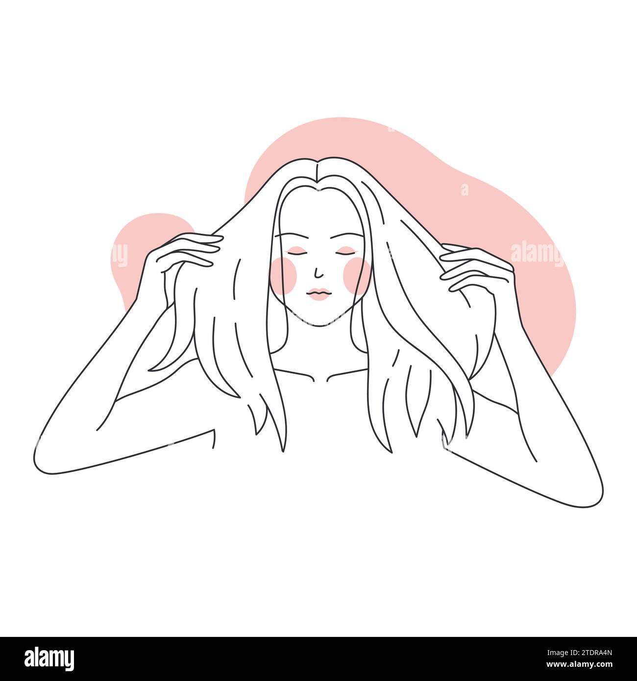 Applying treatment serum on hair. Beauty hair care routine, oil hair ...