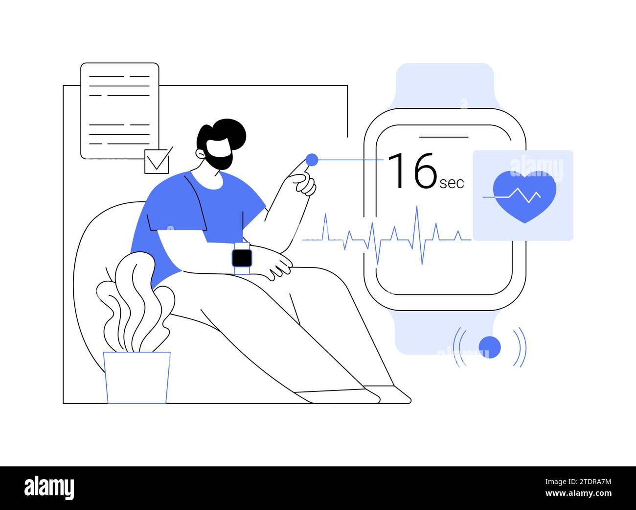 Smartwatch ECG Tracking Feature isolated cartoon vector illustrations ...