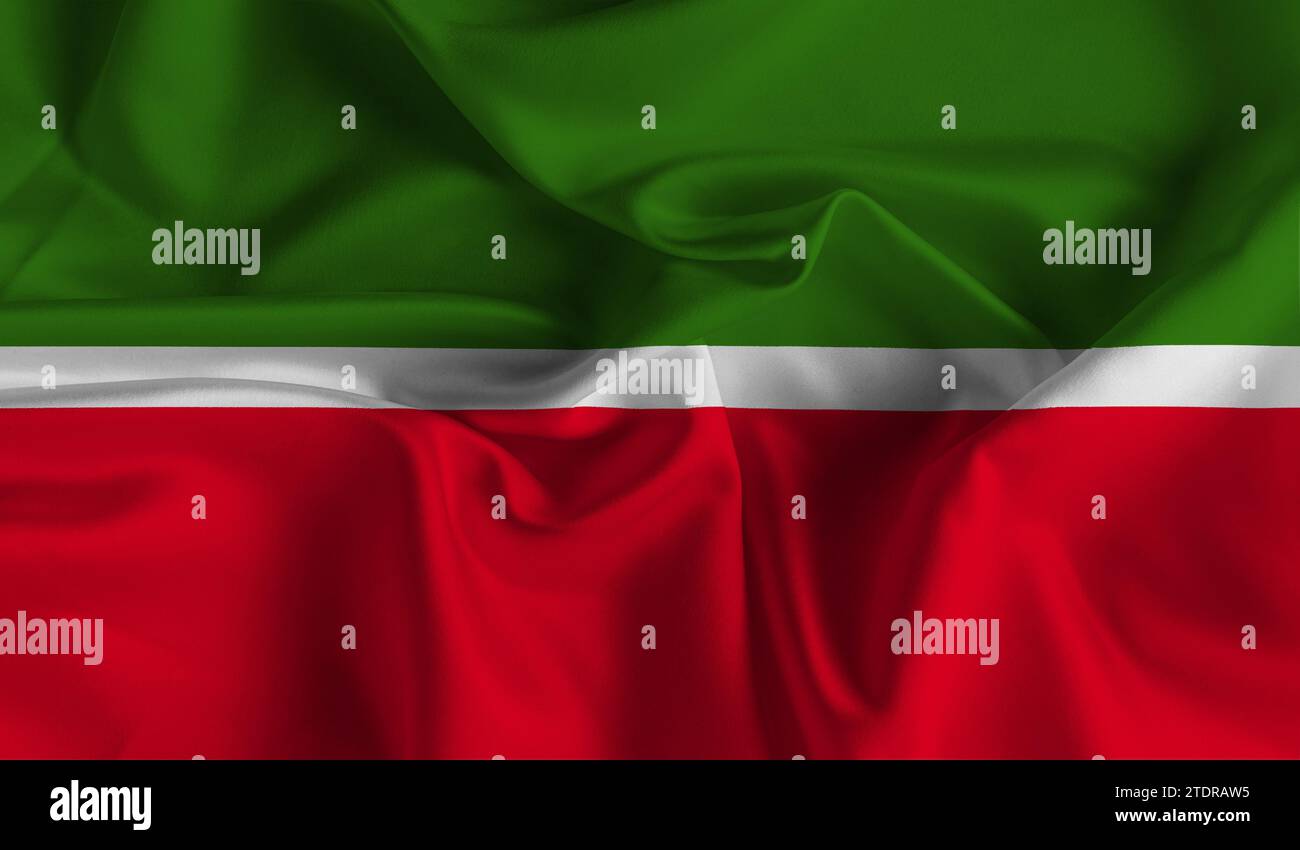 High detailed flag of Tatarstan. National Tatarstan flag. 3D ...