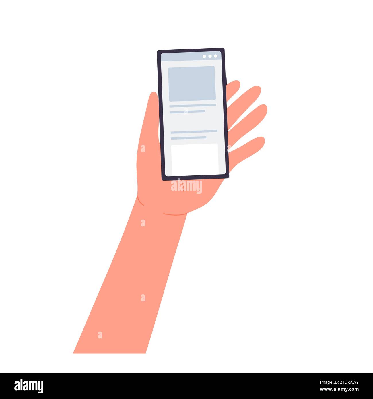 Human hand holding a phone. Smartphone user features, social media app ...
