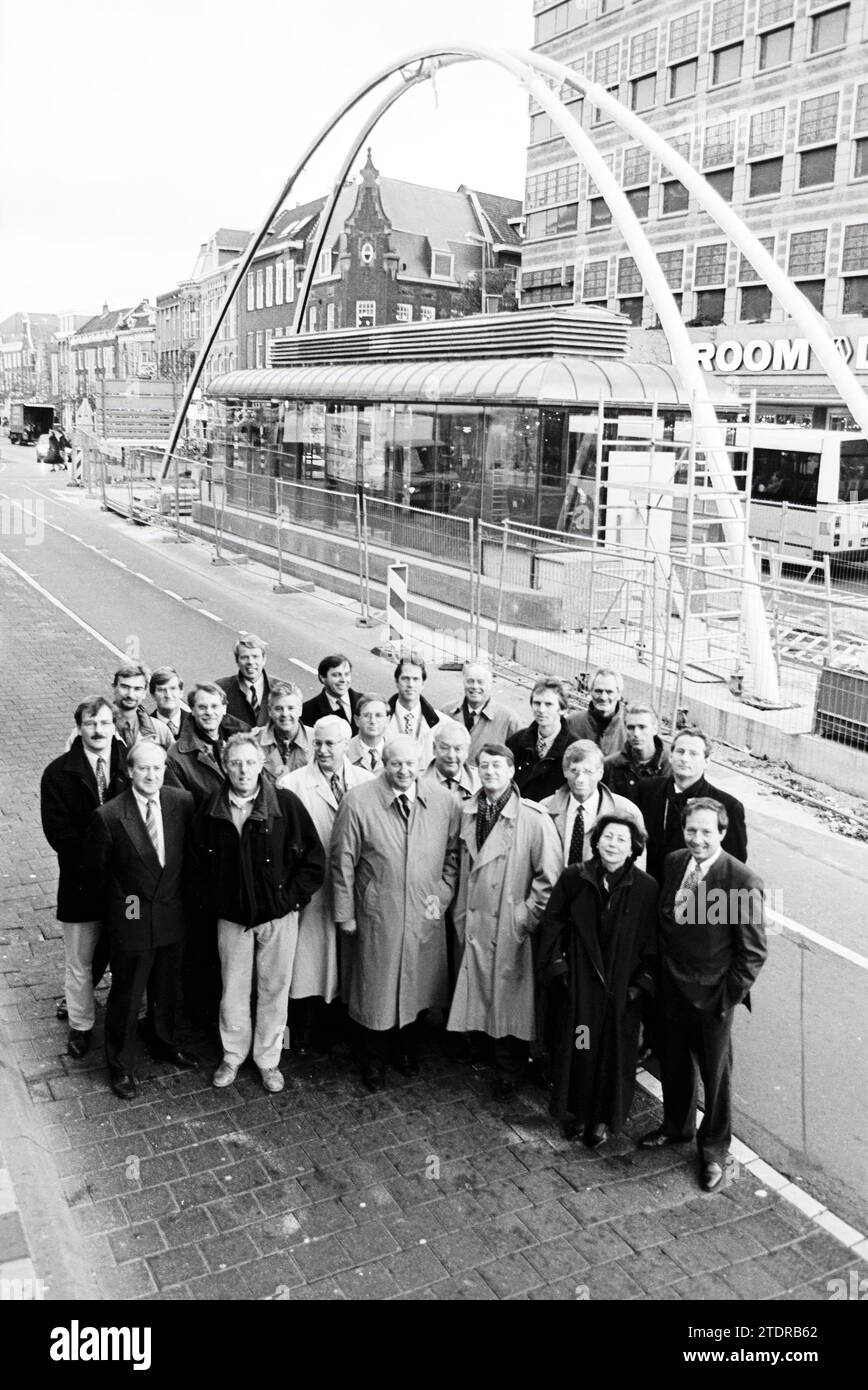 Group in front of Millennium monument, Haarlem, Verwulft, The Netherlands, 05-11-1995, Whizgle ...