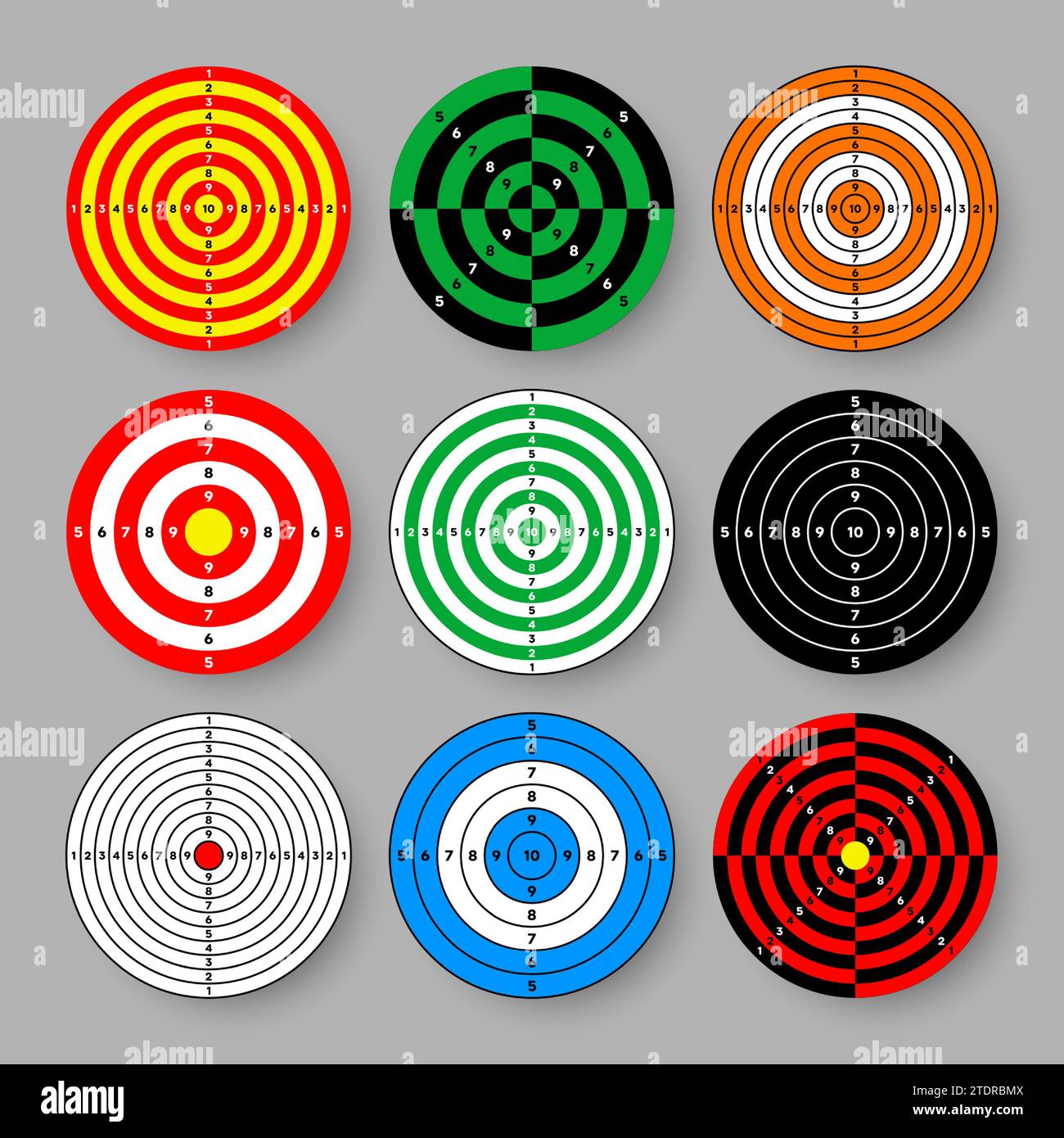 Shooting range paper targets. Round target with divisions, marks and ...