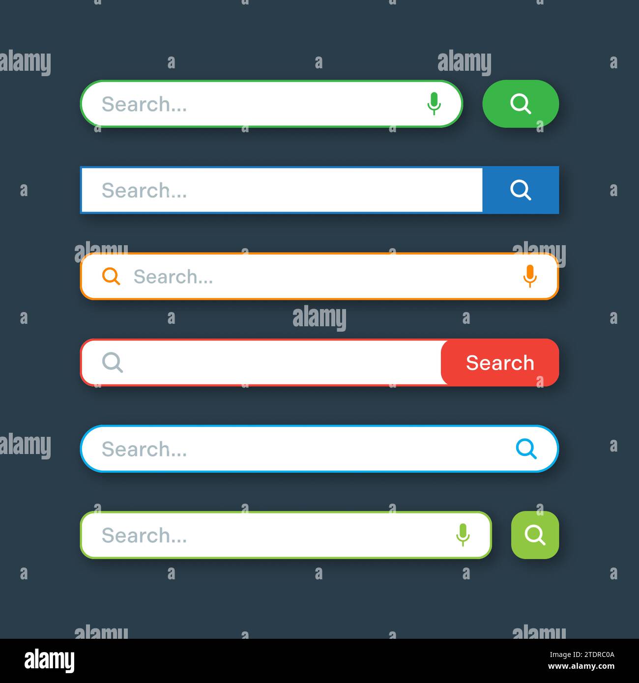 Colorful search bar templates. Internet browser engine with search box ...
