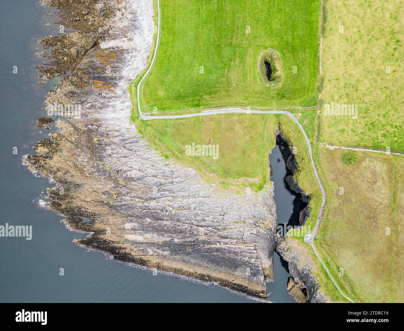 Aerial view of Blowholes on Raghly Loop Trail, Ballymulderry, Sligo ...