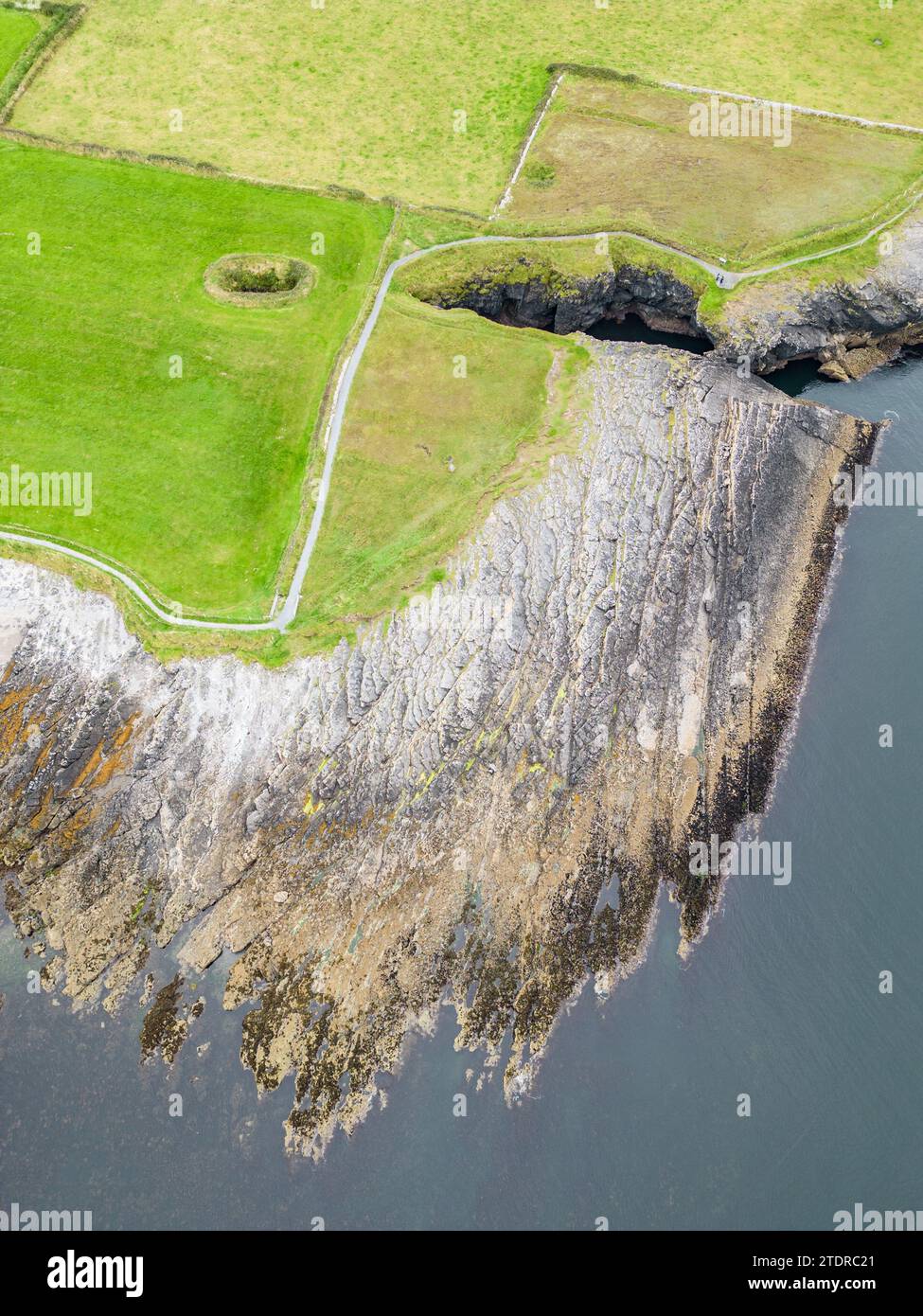 Aerial view of Blowholes on Raghly Loop Trail, Ballymulderry, Sligo ...