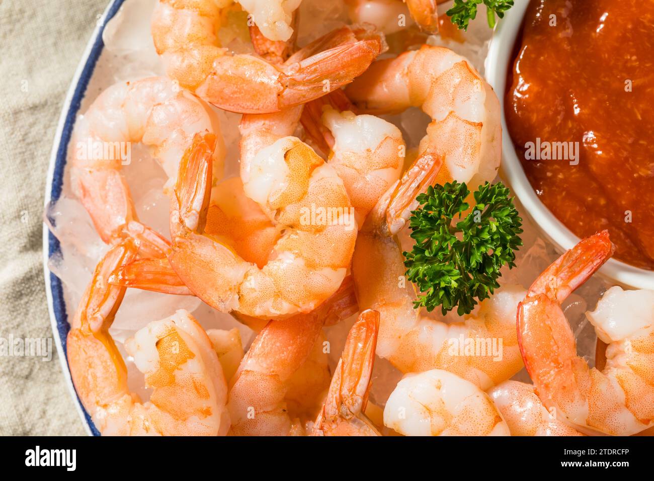 Cooked Organic Shrimp Cocktail with Sauce and Lemon Stock Photo - Alamy