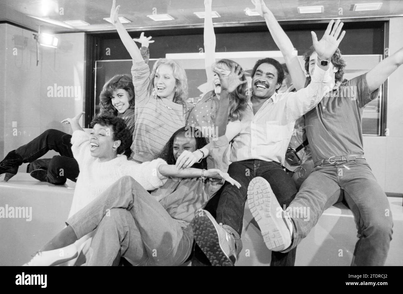 Arrival of pop group stars TV film Fame at Schiphol, Groups, Music, 28 ...