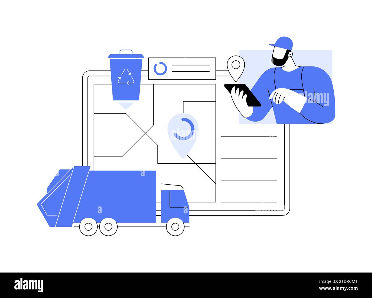 Smart waste collection isolated cartoon vector illustrations Stock ...