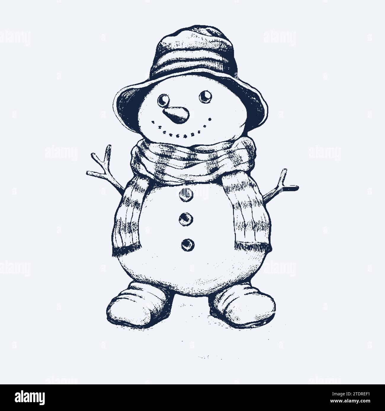Snowman hand drawing in vintage style Stock Vector Image & Art - Alamy