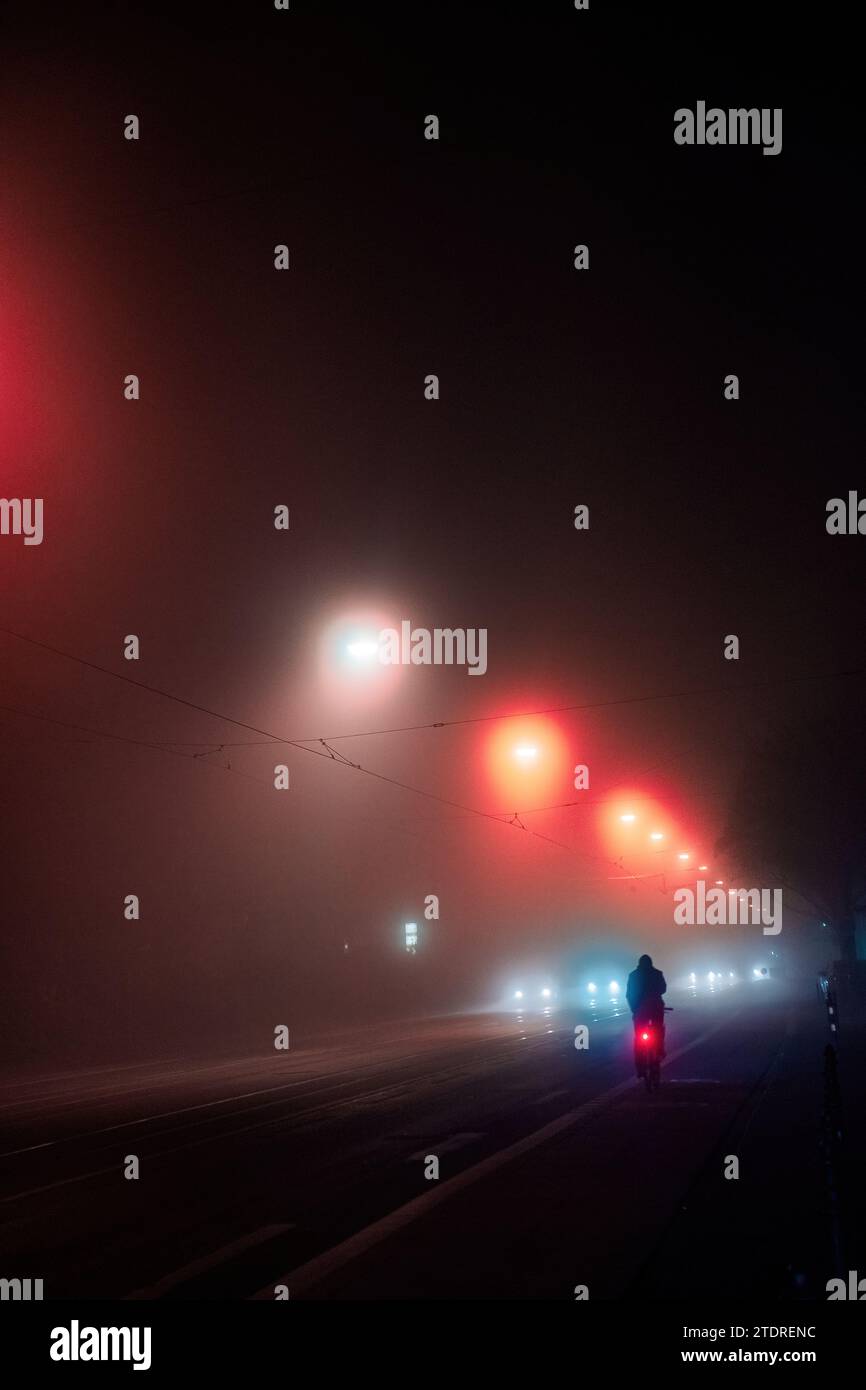 street light color during a foggy night in Germany Stock Photo - Alamy