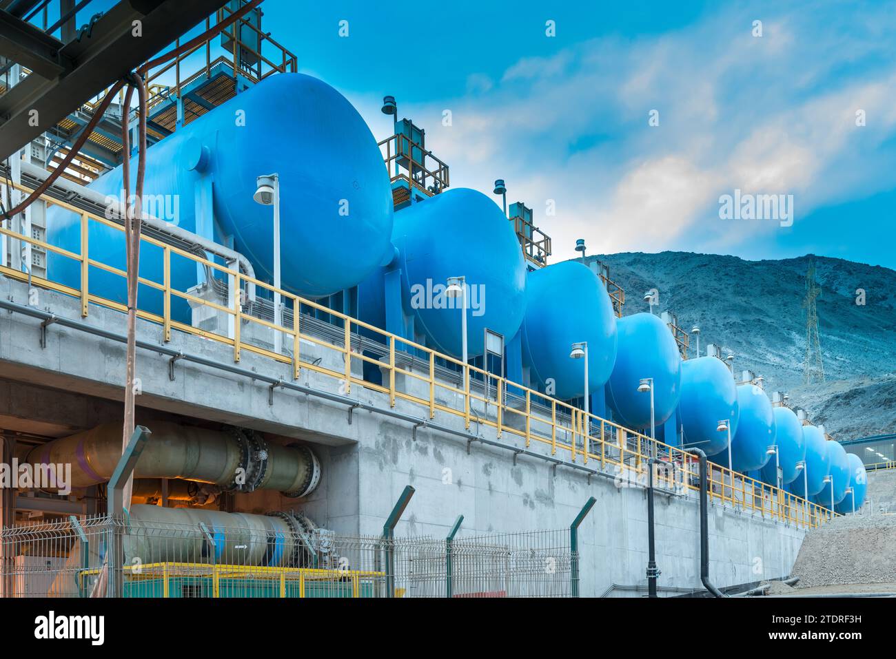 Water tanks and reverse osmosis equipment in a desalination plant Stock ...