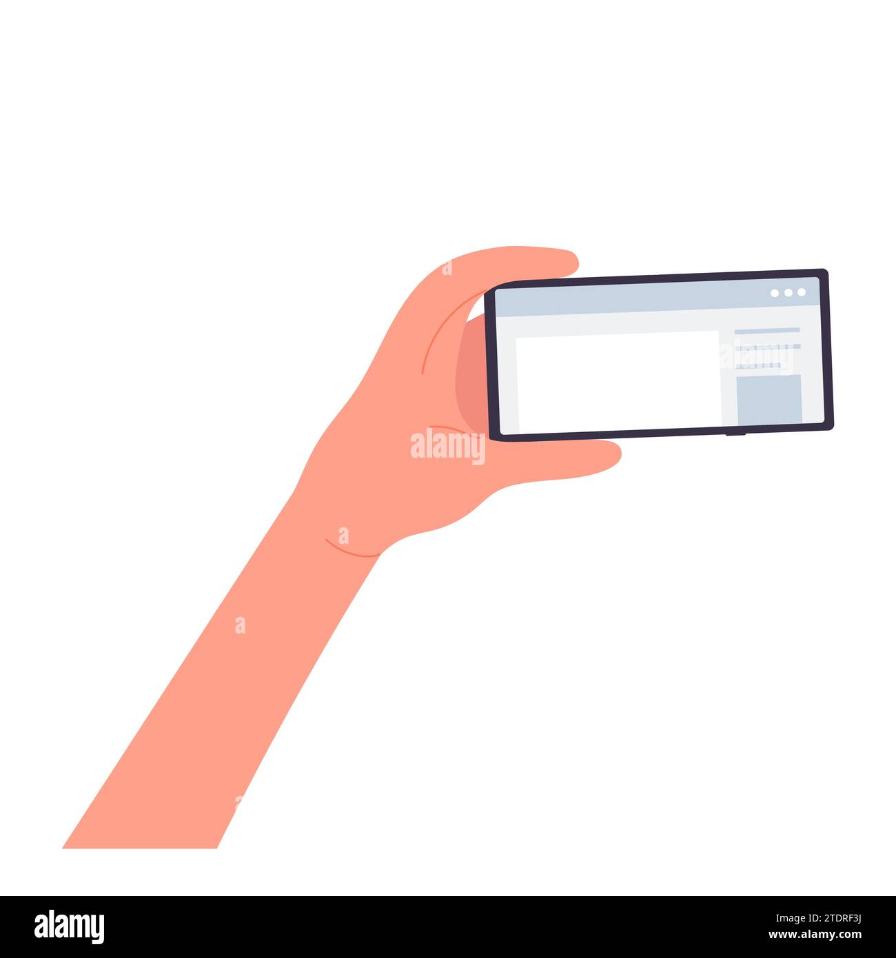 Hand holding smartphone. Digital phone user, new mobile gadget cartoon ...