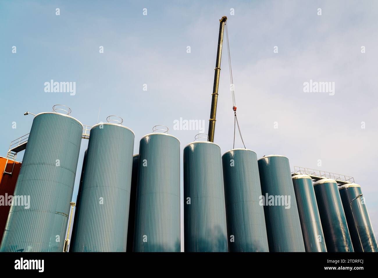 Assembly of a brewery tanks for storage barley or fermented beer using ...