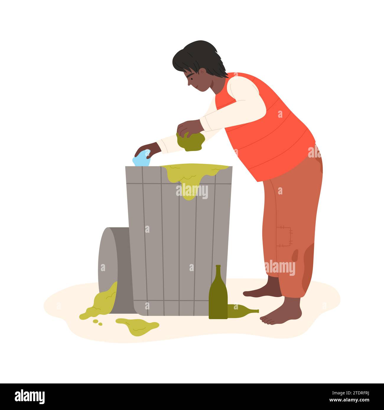 Homeless man searching food in trash. Hungry unemployed man looking in ...