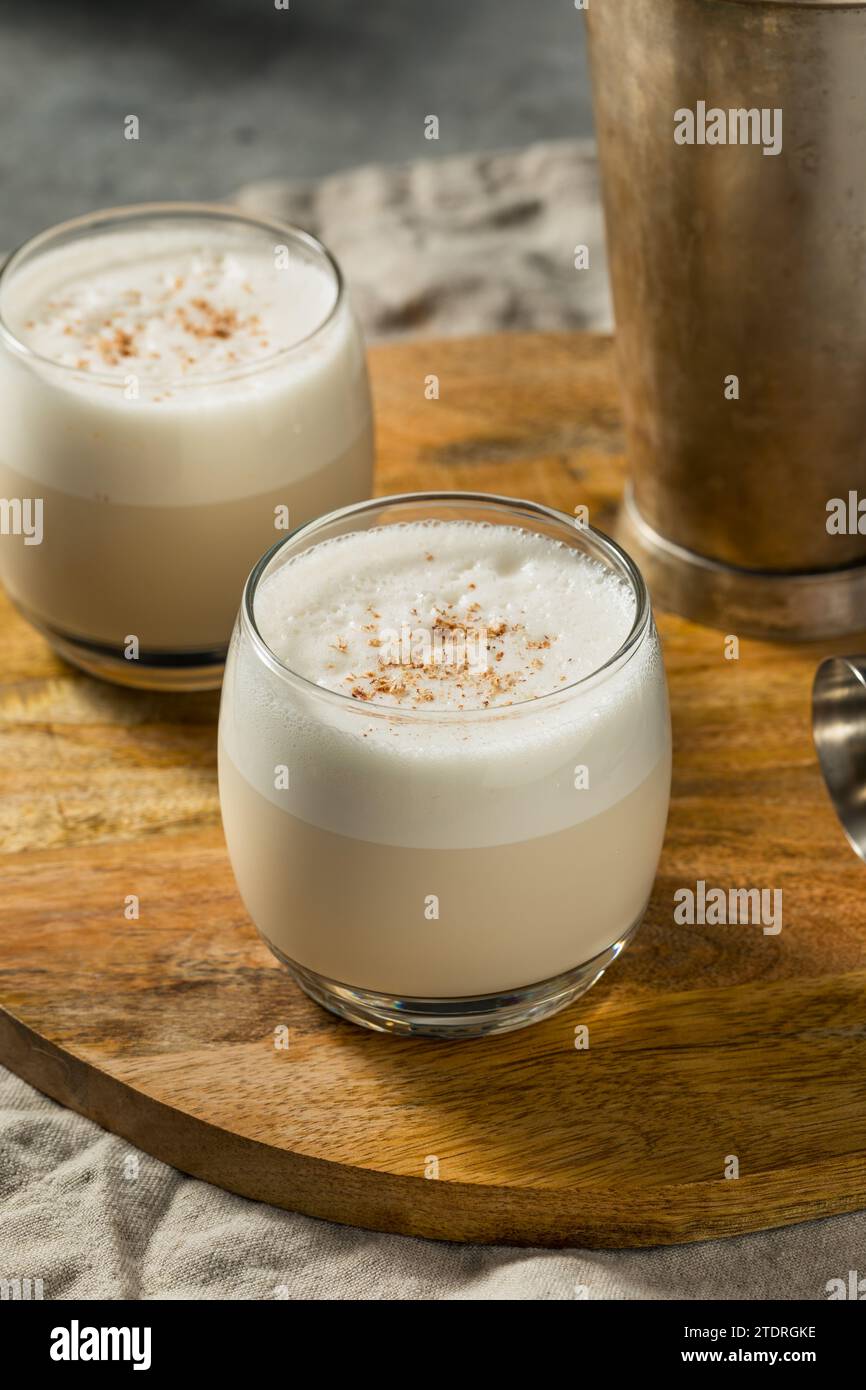 Boozy Cold Brandy Milk Punch Cocktail with Nutmeg Stock Photo - Alamy