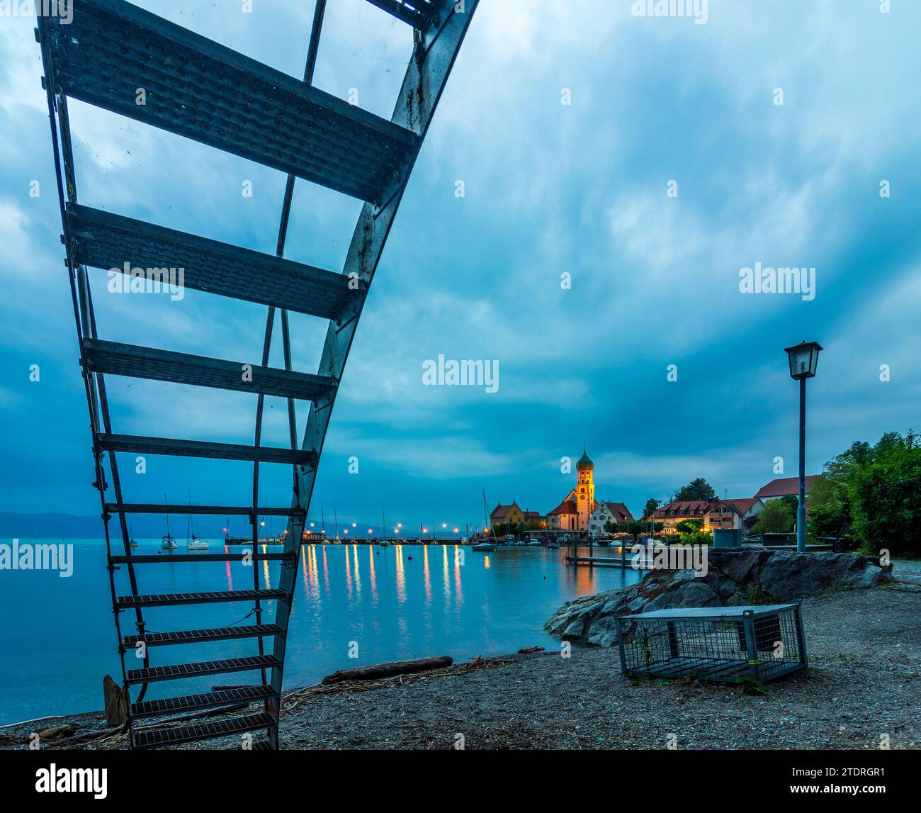 Wasserburg (Bodensee): Old Town with church St. Georg, Lake Constance ...