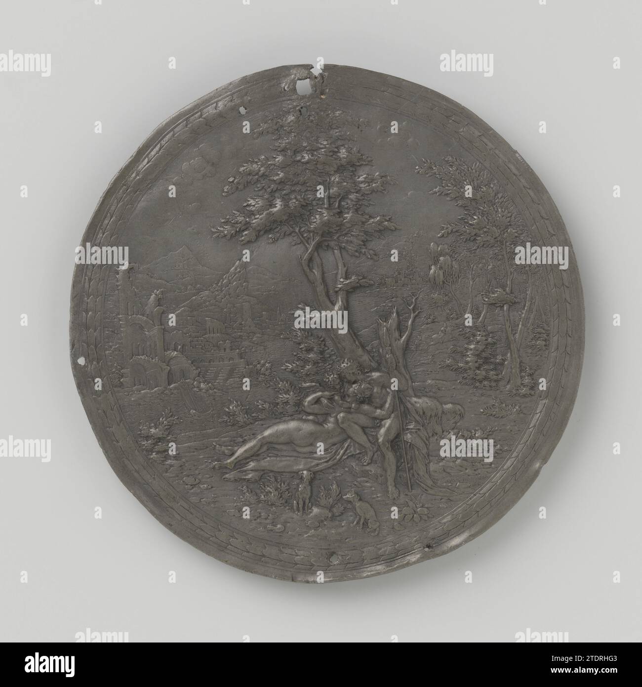 Venus and Adonis, Paulus Willemsz. van Vianen, c. 1600 Round, lead ...