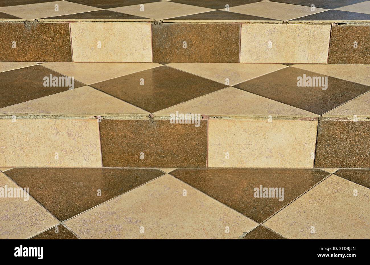 Concrete stairs are decorated with square, rectangular and triangular ...
