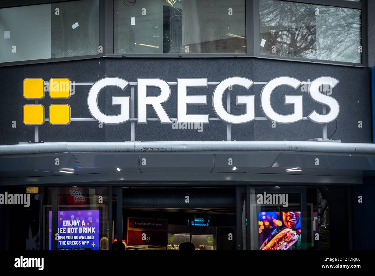 LONDON- DECEMBER 14, 2023: Greggs logo, British high street bakery ...