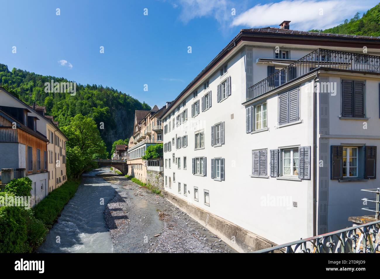 Bad Ragaz: river Tamina, Old Town in Sarganserland, St. Gallen ...