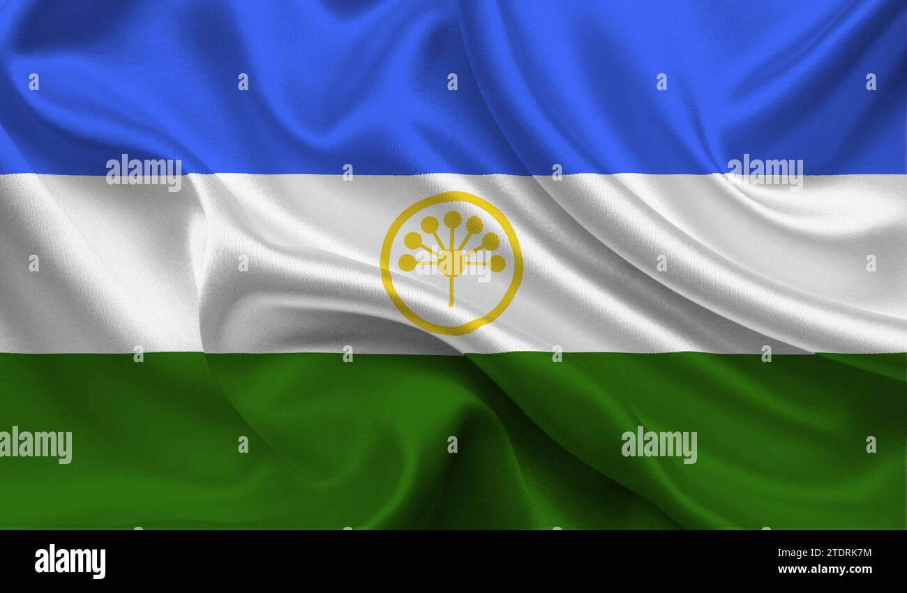 High detailed flag of Bashkortostan. National Bashkortostan flag. 3D ...