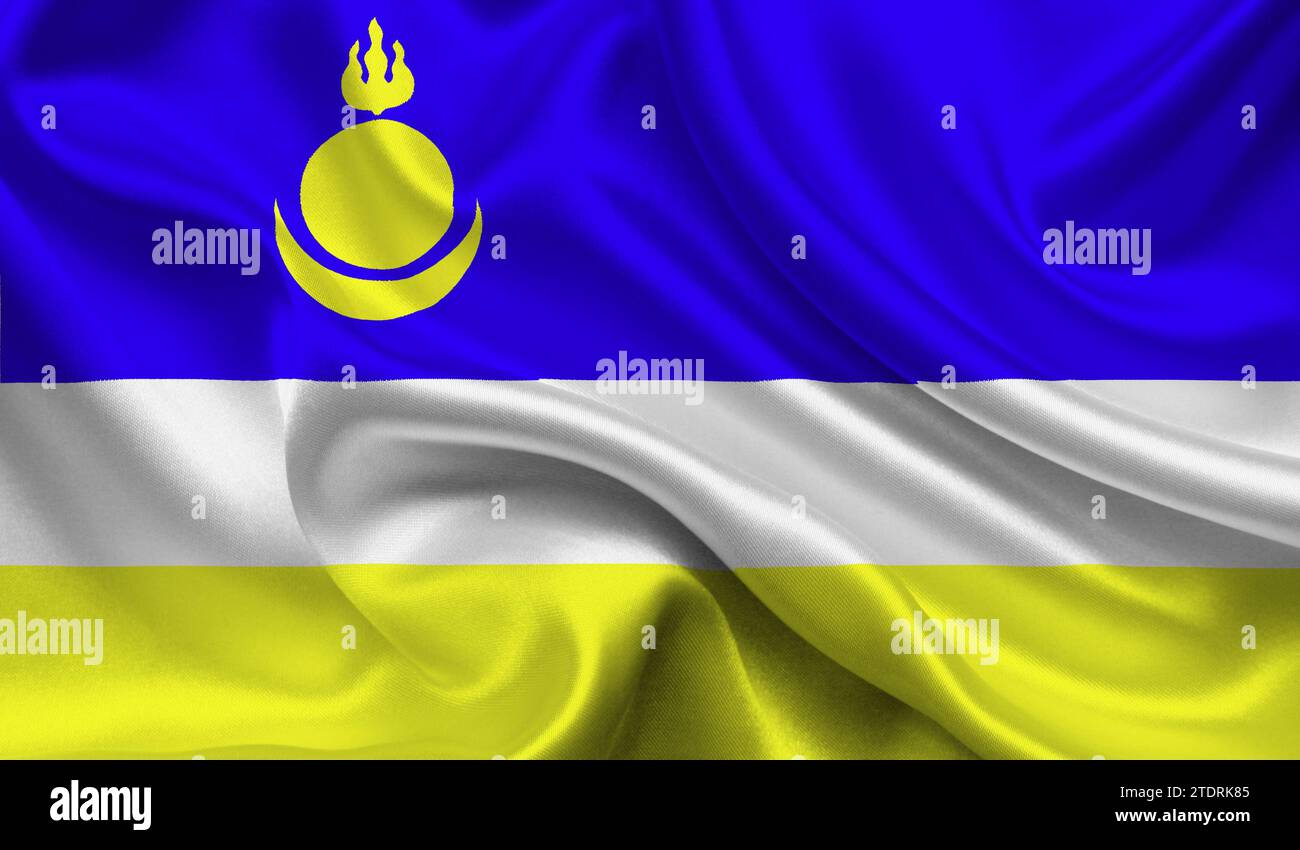 High detailed flag of Buryatia. National Buryatia flag. 3D illustration ...
