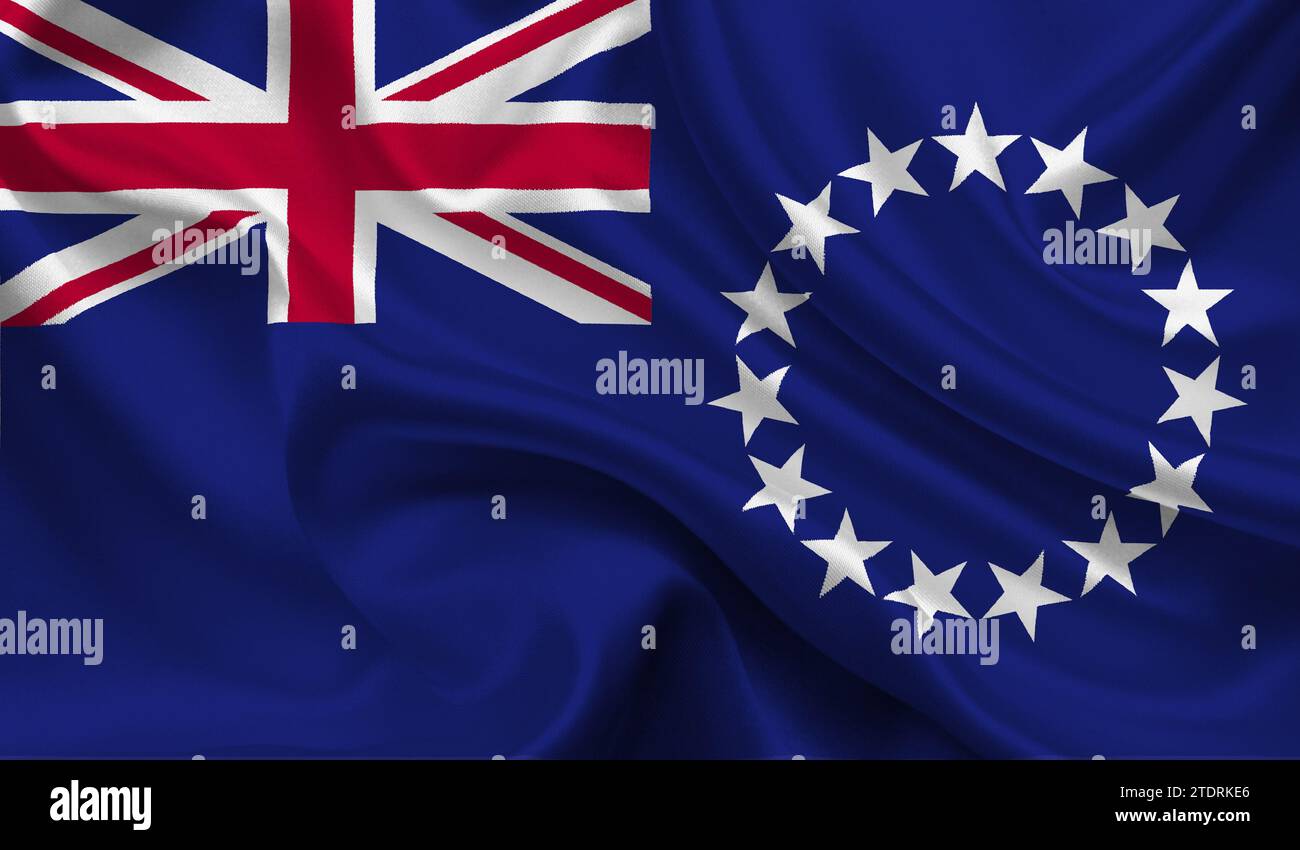 High detailed flag of Cook Islands. National Cook Islands flag. 3D ...