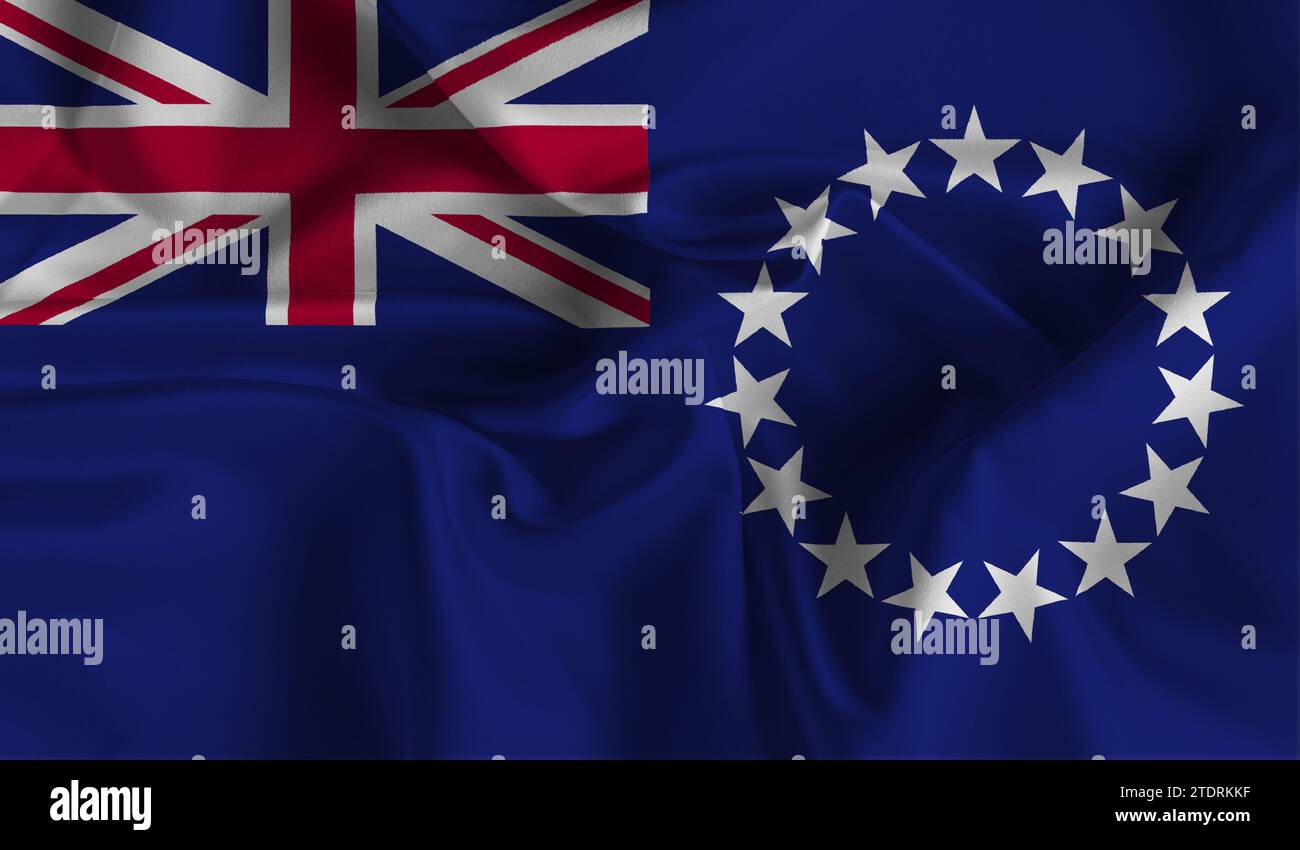 High detailed flag of Cook Islands. National Cook Islands flag. 3D illustration Stock Photo - Alamy