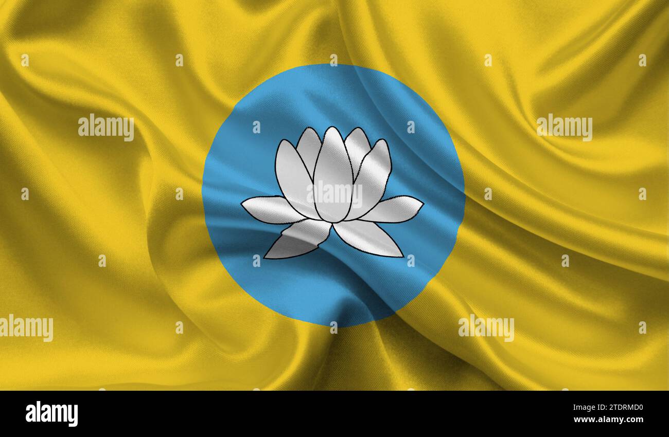 High detailed flag of Kalmykia. National Kalmykia flag. 3D illustration ...