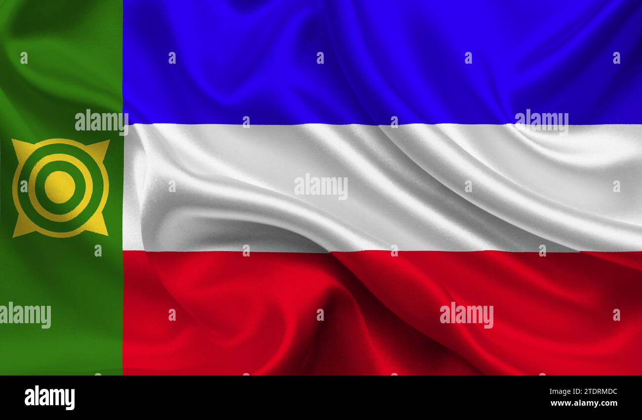 High detailed flag of Khakassia. National Khakassia flag. 3D ...
