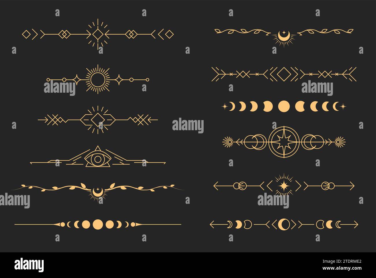 Mystical book vignettes in tarot style, esoteric dividers and ...